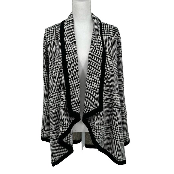 Nina Leonard | Sweaters | Nina Leonard Houndstooth Open Waterfall Front ...